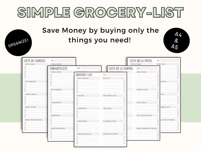 Printable Grocery Checklist, Master Grocery List, Simple Shopping List ...
