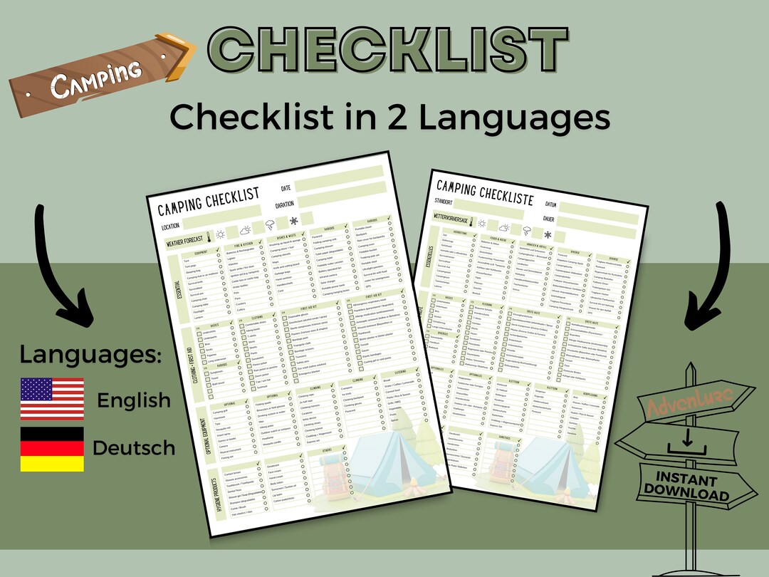 Camping Checklist, Printable Camp Packing List, Printable Checklist ...