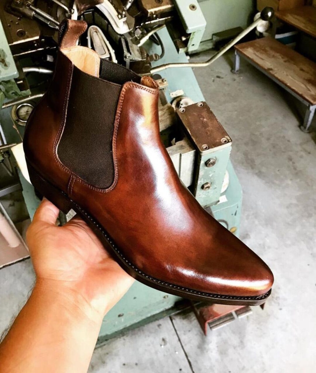 New Handmade Pure Leather Patina Chelsea Boots for Men - Etsy