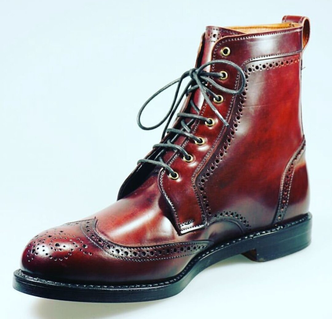 New Handmade Pure Leather Patina Shaded Lace-up Ankle Boots for Men - Etsy