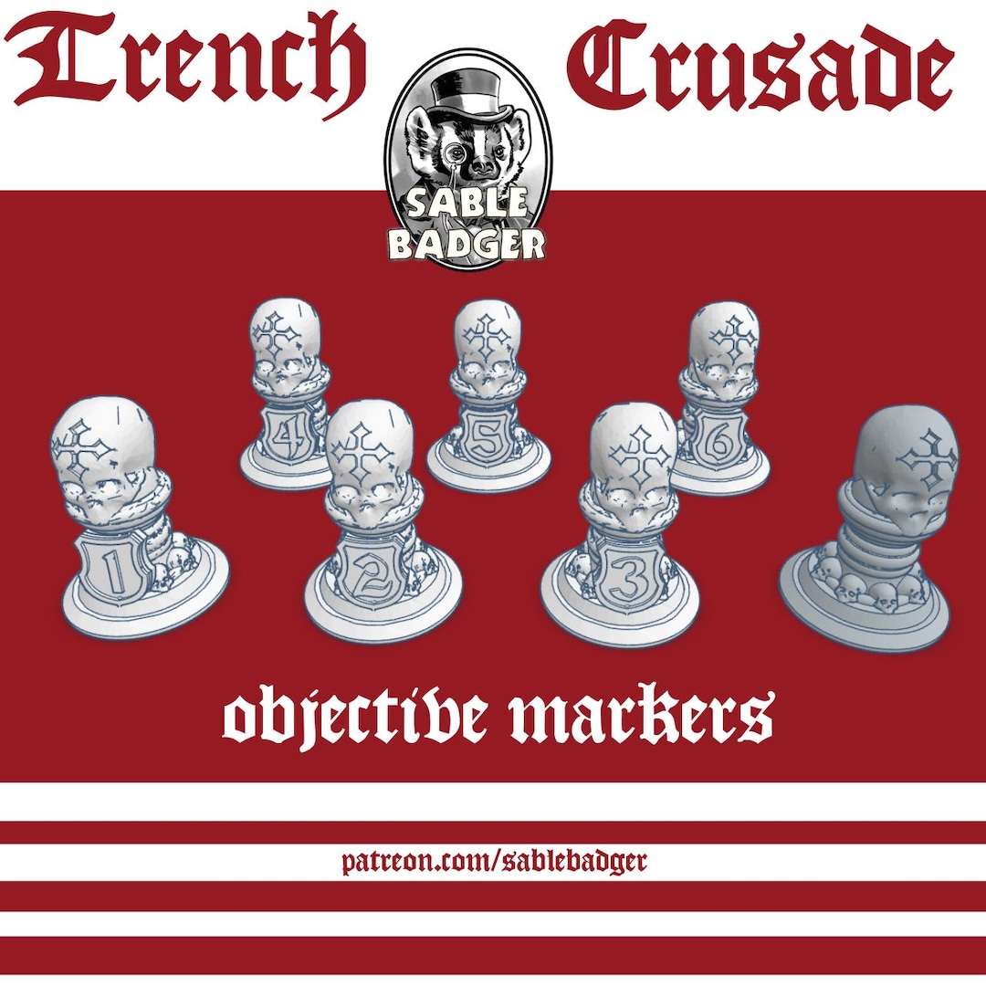 Trench Crusade Objective Markers – Set of 7 Skull-themed Objectives ...