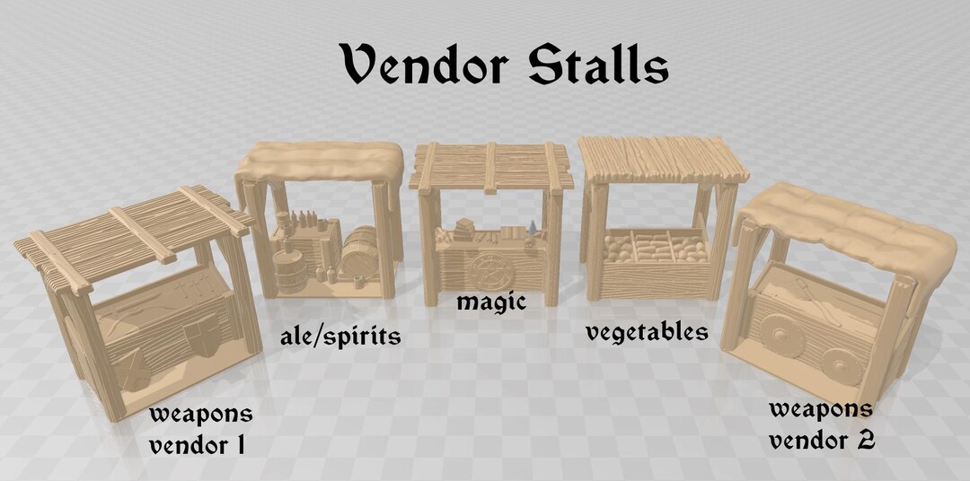 3D Printed Vendor Stalls: RPG Miniature Terrain - Grimdark Wargaming - Etsy