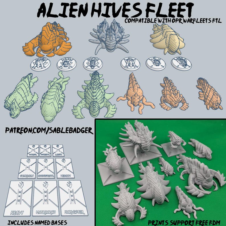 Alien Hives Starship Miniatures: OPR Warfleets Compatible - FDM or ...