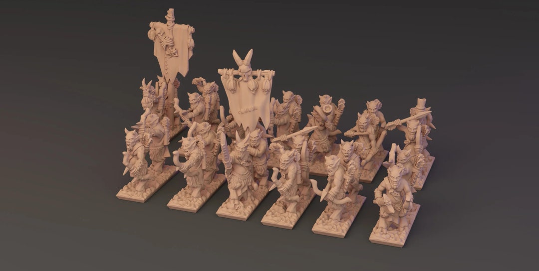 Beastmen Style Printed Resin Miniatures PART 1 10mm Strips and ...
