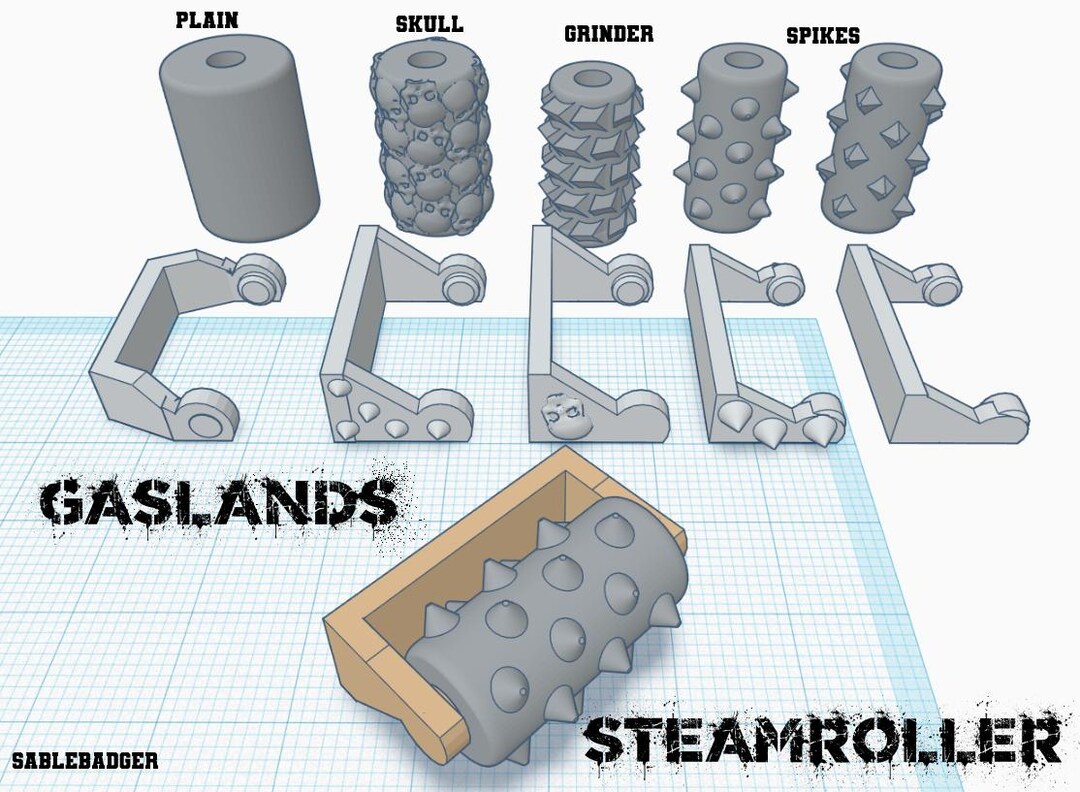 Gaslands Steamroller Set – 10 Upgrade Parts for Post-apocalyptic ...