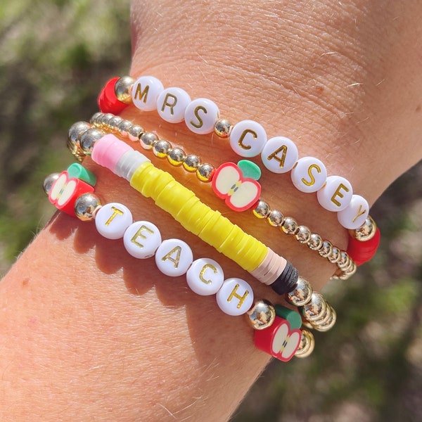 Beaded Teacher Bracelet - Etsy