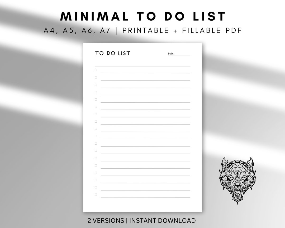 Minimal to Do List Printable Daily Notes, Good Notes Planner, Simple ...