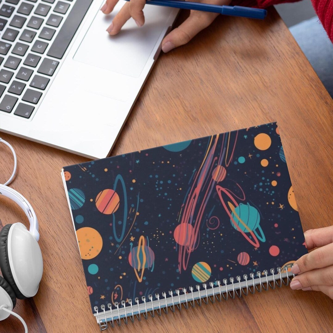 Galaxy-themed Spiral Journal | Space Print Notebook | Celestial Starry ...