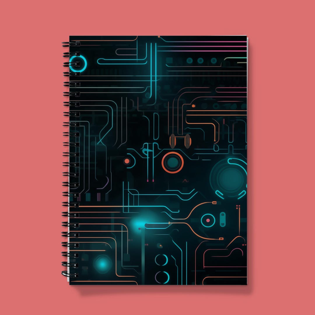 Futuristic Tech Journal - Digital Circuit Patterns, Sci-fi Aesthetic ...