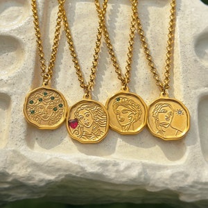 Golden Medusa Necklace Medusa Pendant Medusa Jewelry Emerald Medusa ...