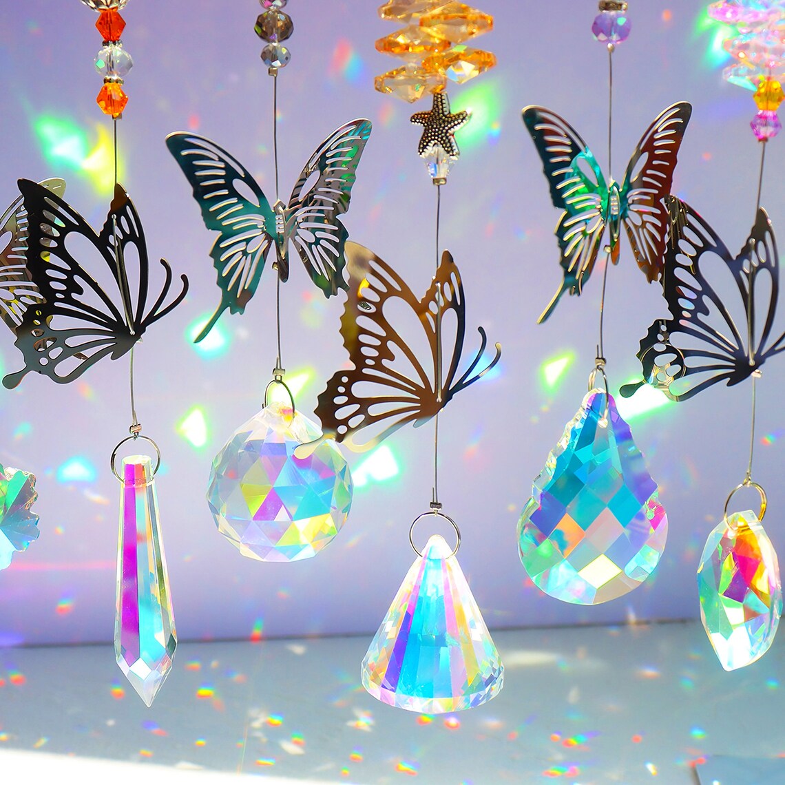 Butterfly Crystal Suncatcher: Rainbow Window Hanging, Room Decor - Etsy