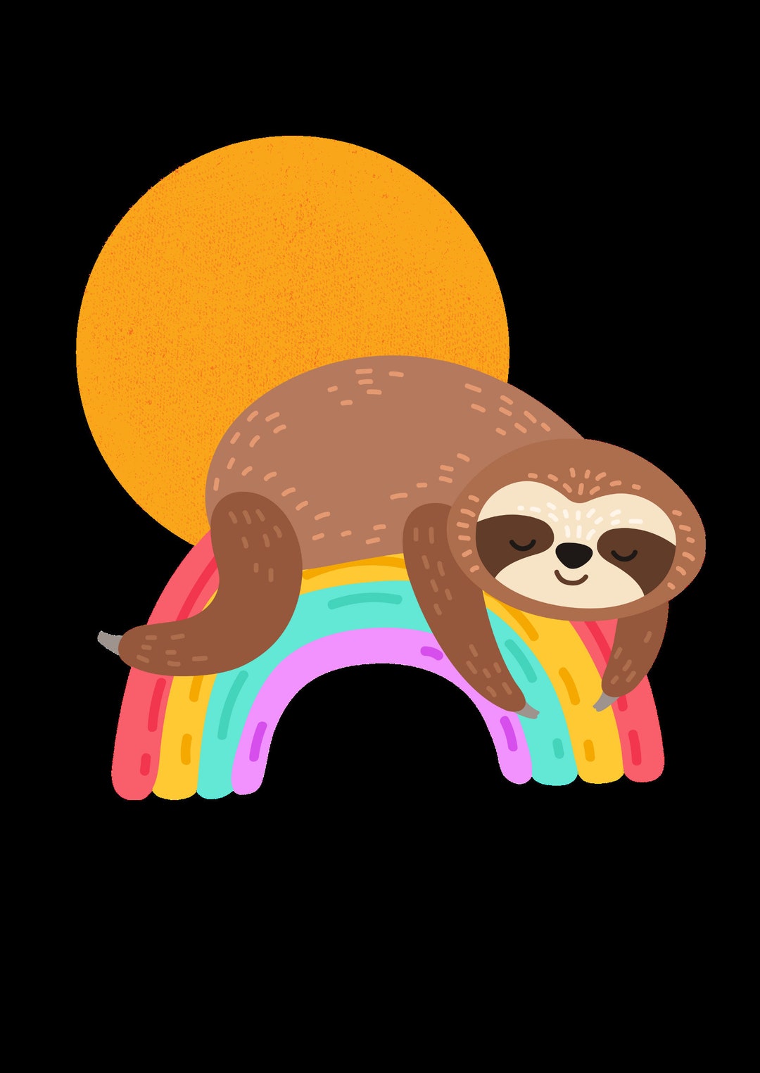 Adorable Rainbow Sloth - Graphic Art Print - Etsy