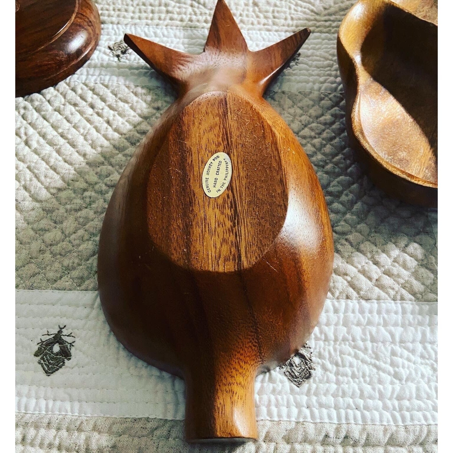 Monkey Pod Pineapple Shaped Wood Bowl From the Philippines Fun Serving ...