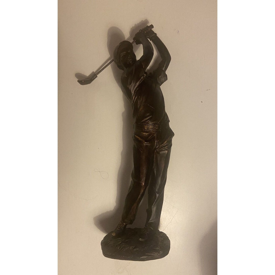 Handmade Bronze Male Golfer Statue Sculpture Figure After Hitting Ball ...