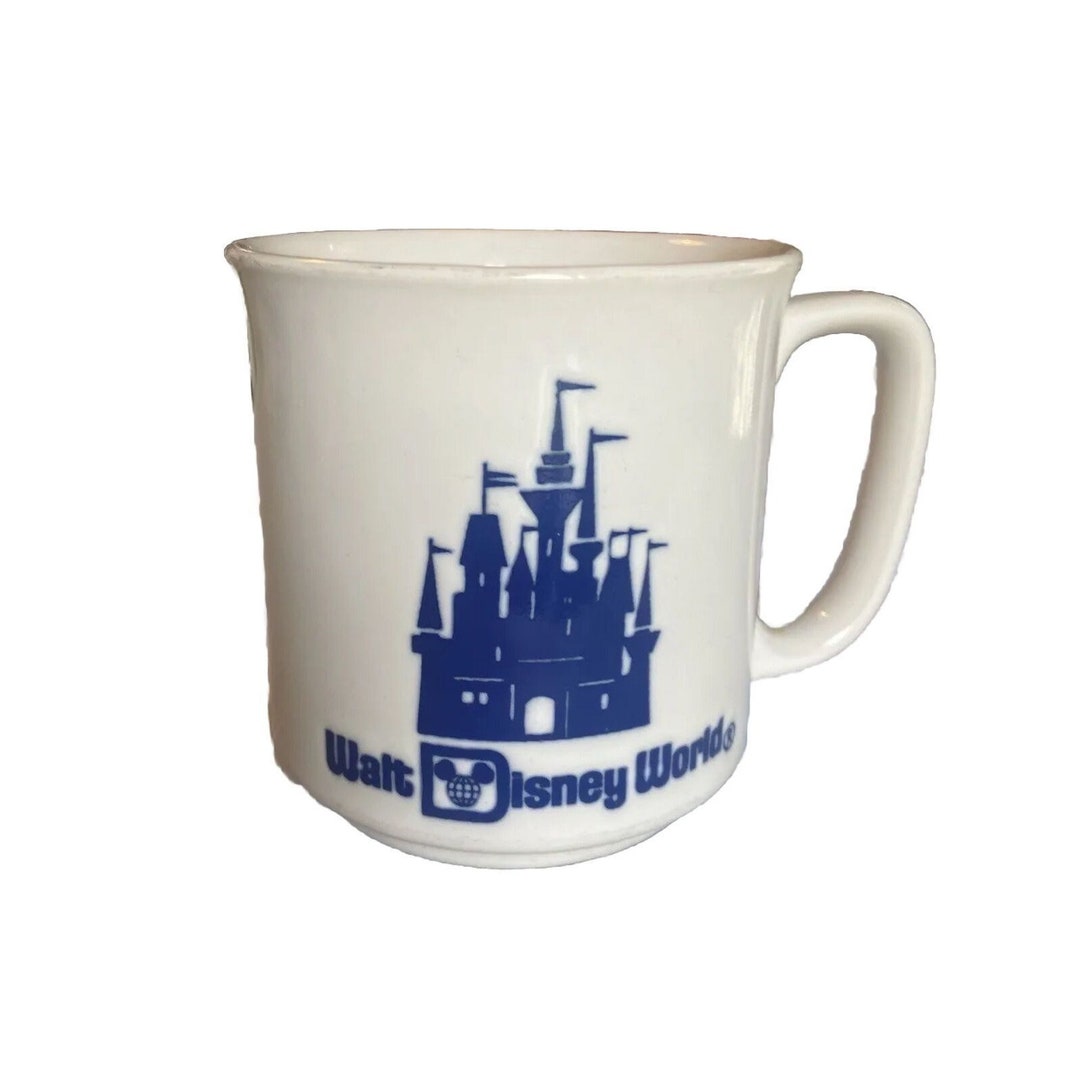 Vintage Walt Disney World Mug White Blue Cinderella Castle - Etsy