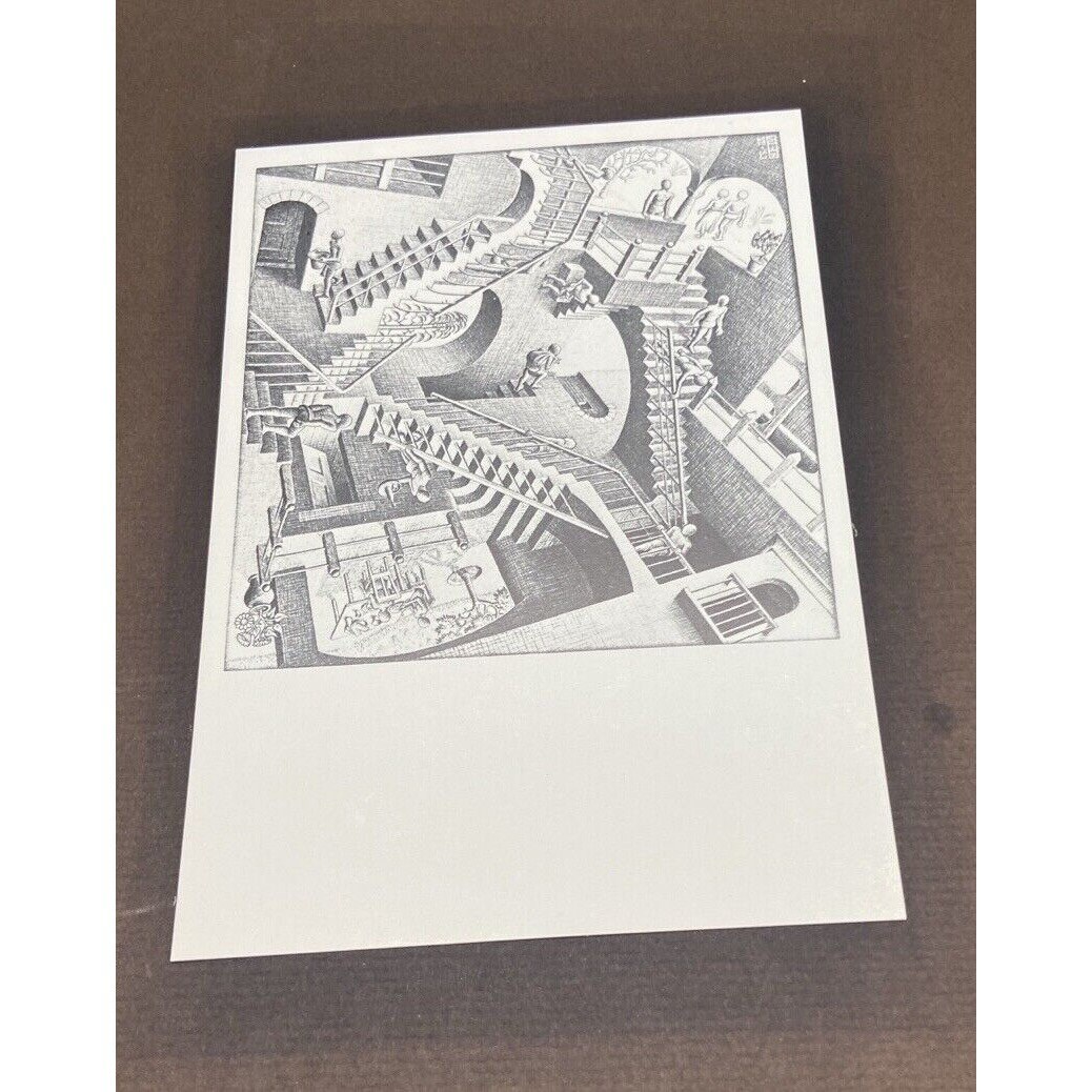 M.C. Escher relativity 1953 Small Wall Art Print on Card Stock MC Black ...