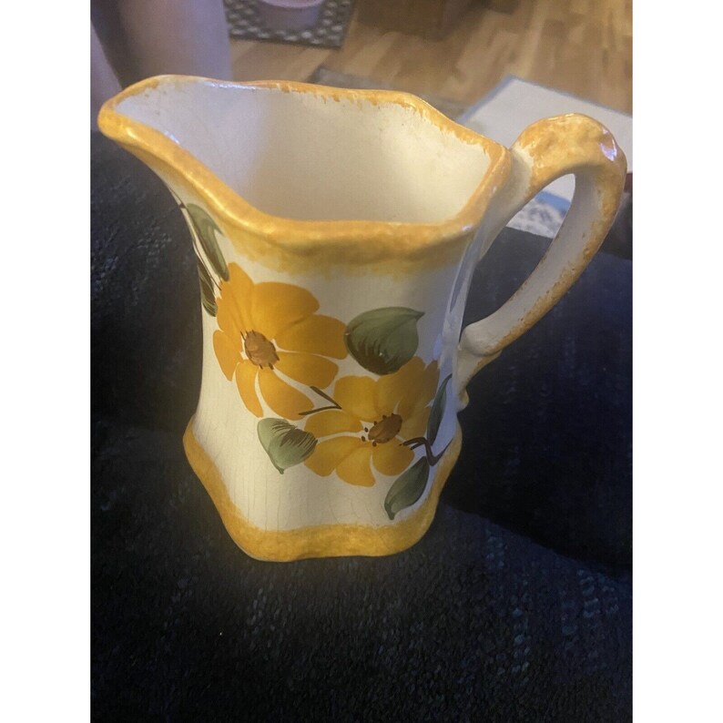 Vintage Pottery Creamer Pitcher the Cash Family Hand Painted Orange ...