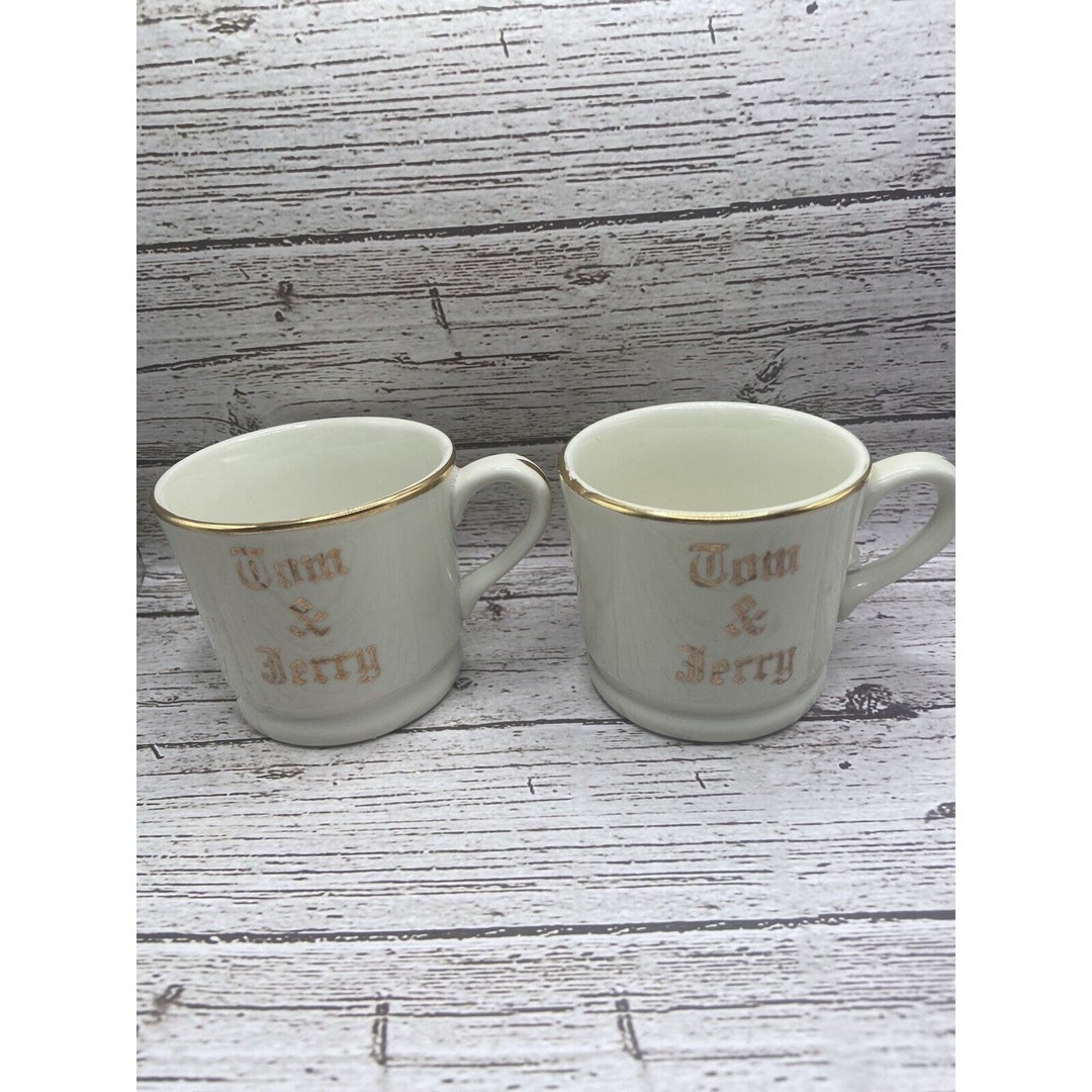Vintage Hall Pottery Tom & Jerry White Ivory Cup / Mug With Gold - Etsy