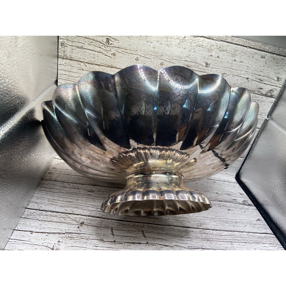 Large Vtg Reed & Barton Silverplate Oval Fluted Centerpiece/serving ...