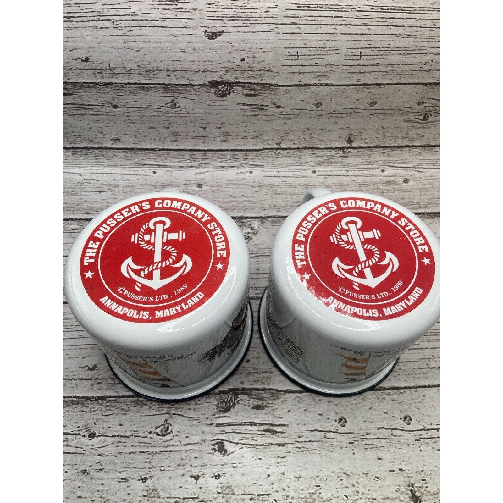 2 Vtg British Navy Pusser's Rum Enameled Tin Mugs Cups Nautical Coffee ...