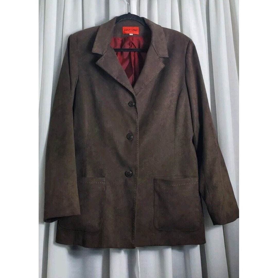 Vtg Krazy Larry by Jacob Women's Jacket Blazer Size XL Brown 2 Pockets ...