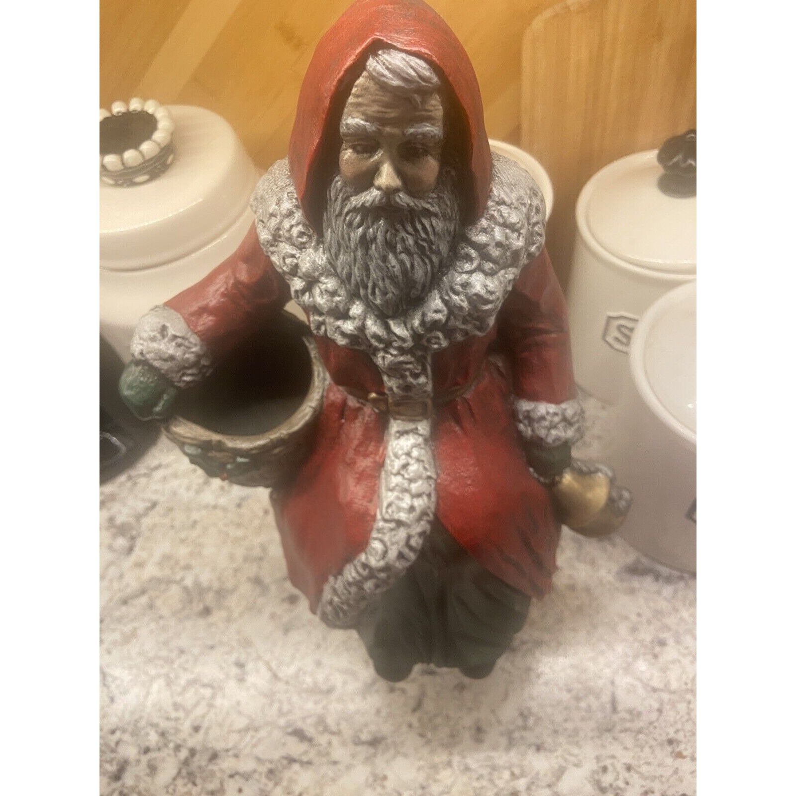 Vtg Ceramic Old World Santa Shelf Sitter W/basket Statue Figurine Hand ...