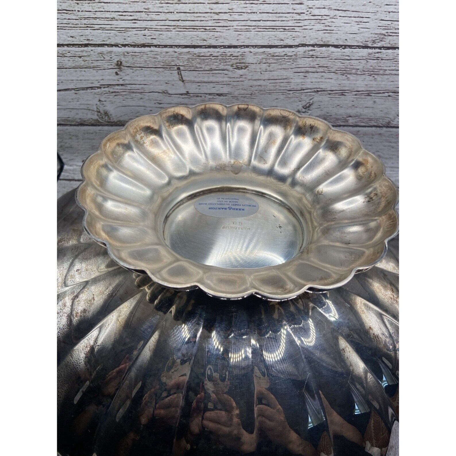 Large Vtg Reed & Barton Silverplate Oval Fluted Centerpiece/serving ...