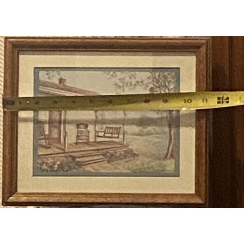 Vtg Kay Lamb Shannon Wood Frame Print Signed Country Porch Cottage 9 ...