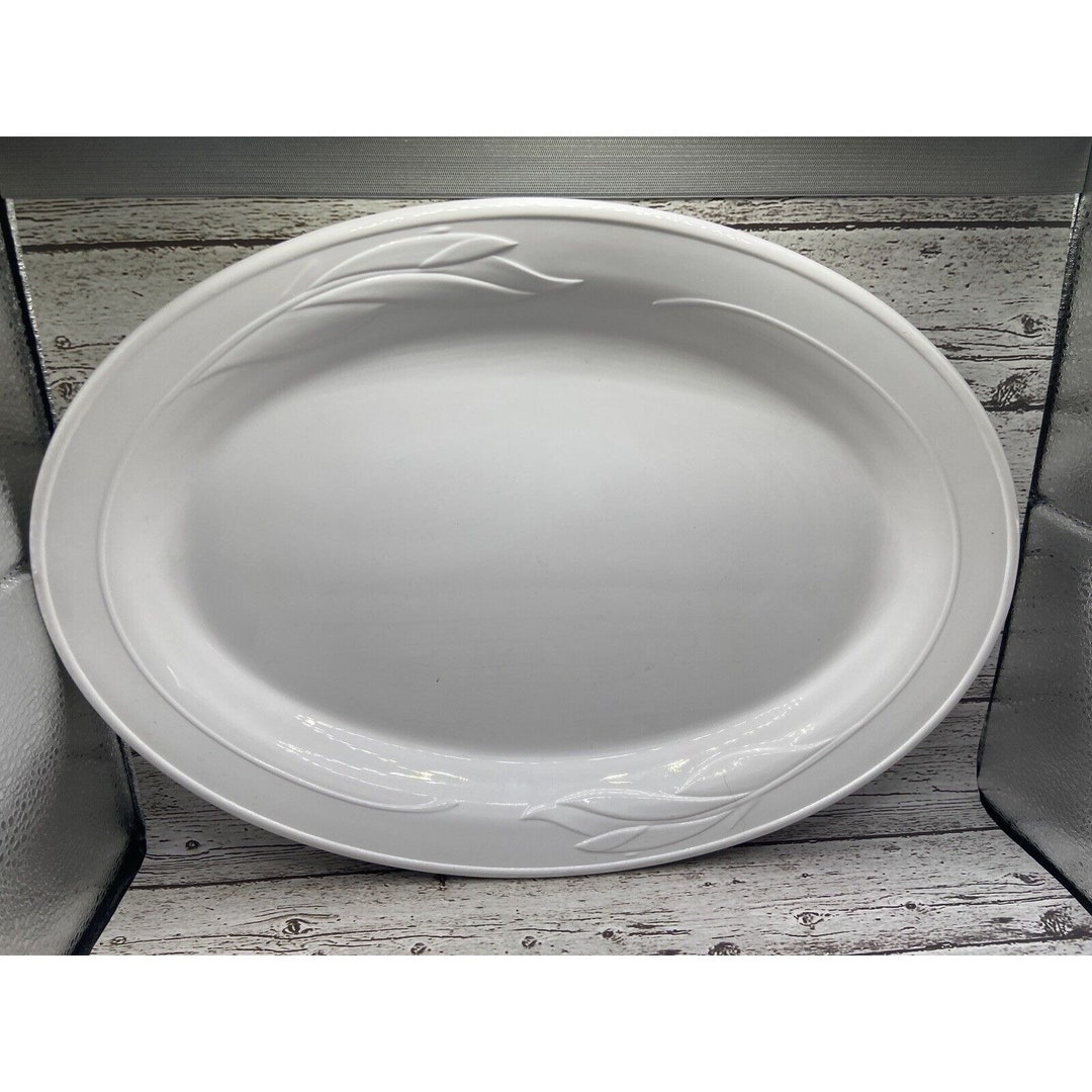 Corning Ware Serving Platter Oval Casual Elegance 14 X 10 White Floral ...