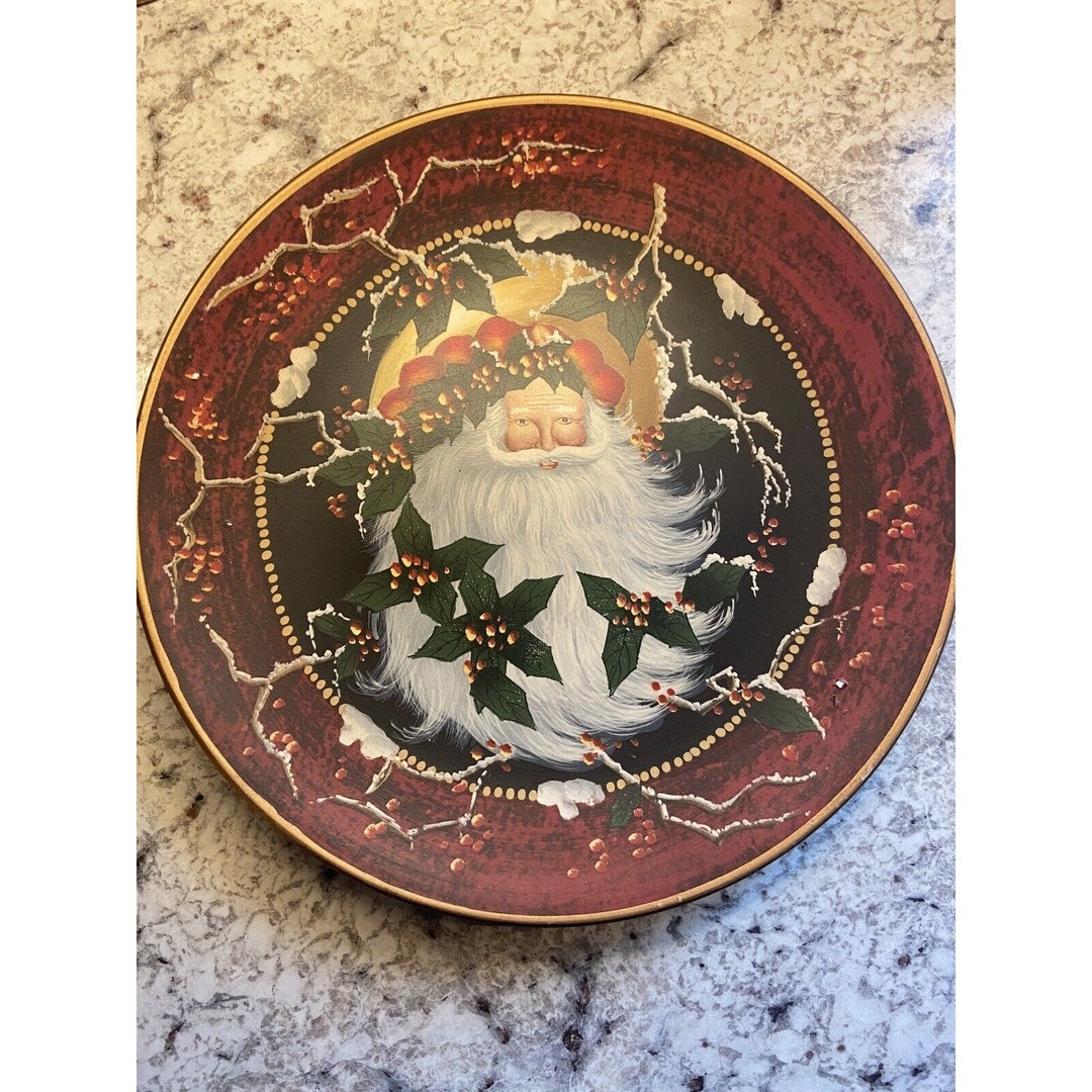 Hand-painted Santa Plate Christmas Wall/table Art Home Interior ...