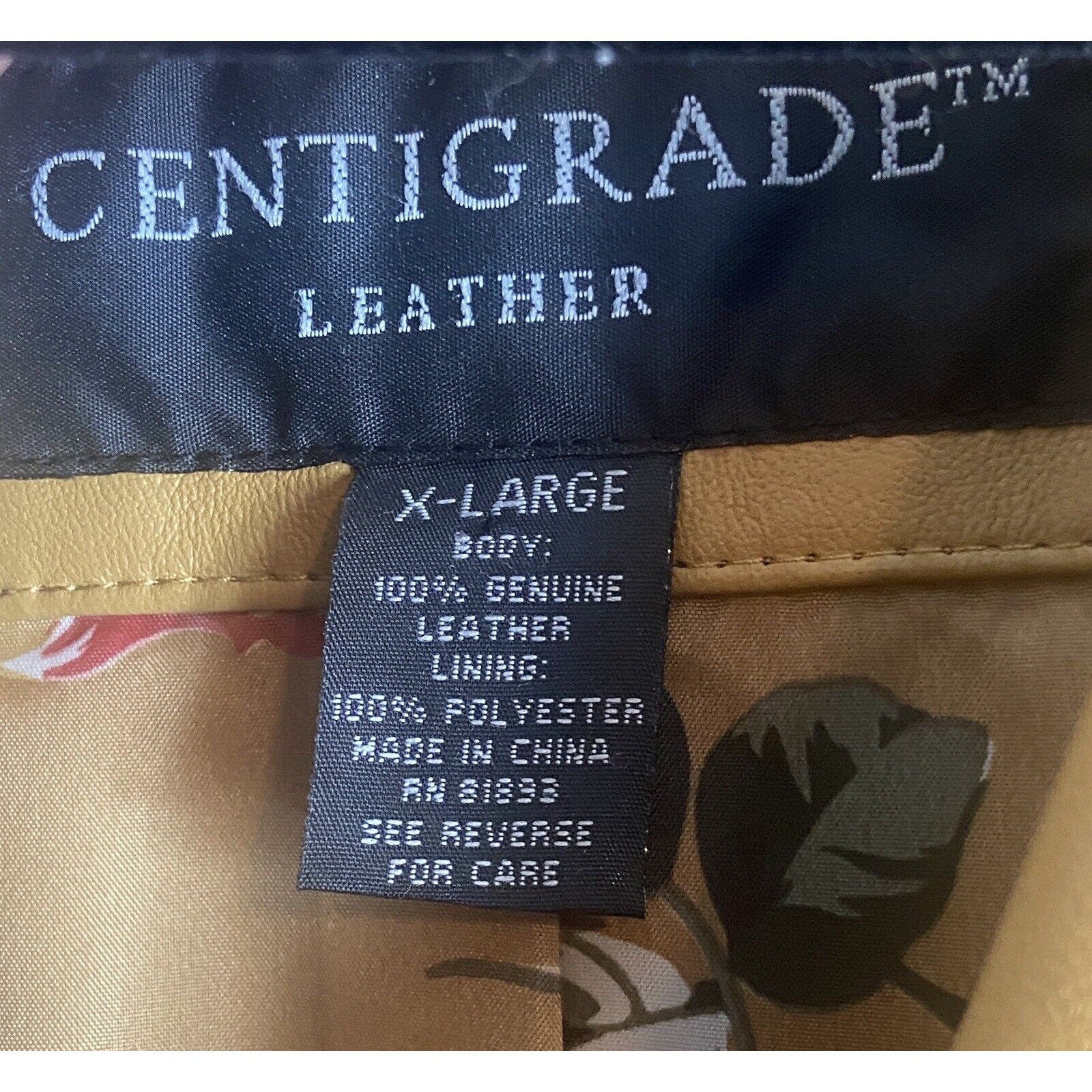Centigrade Women's Leather Jacket XL Carmel Mustard Color Floral Roses ...