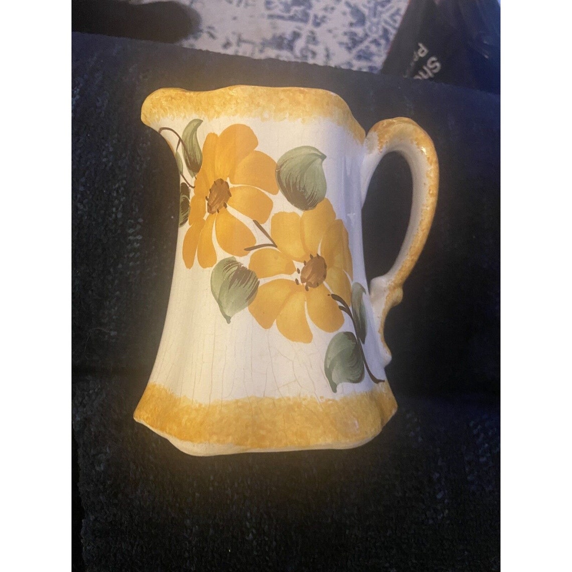 Vintage Pottery Creamer Pitcher the Cash Family Hand Painted Orange ...