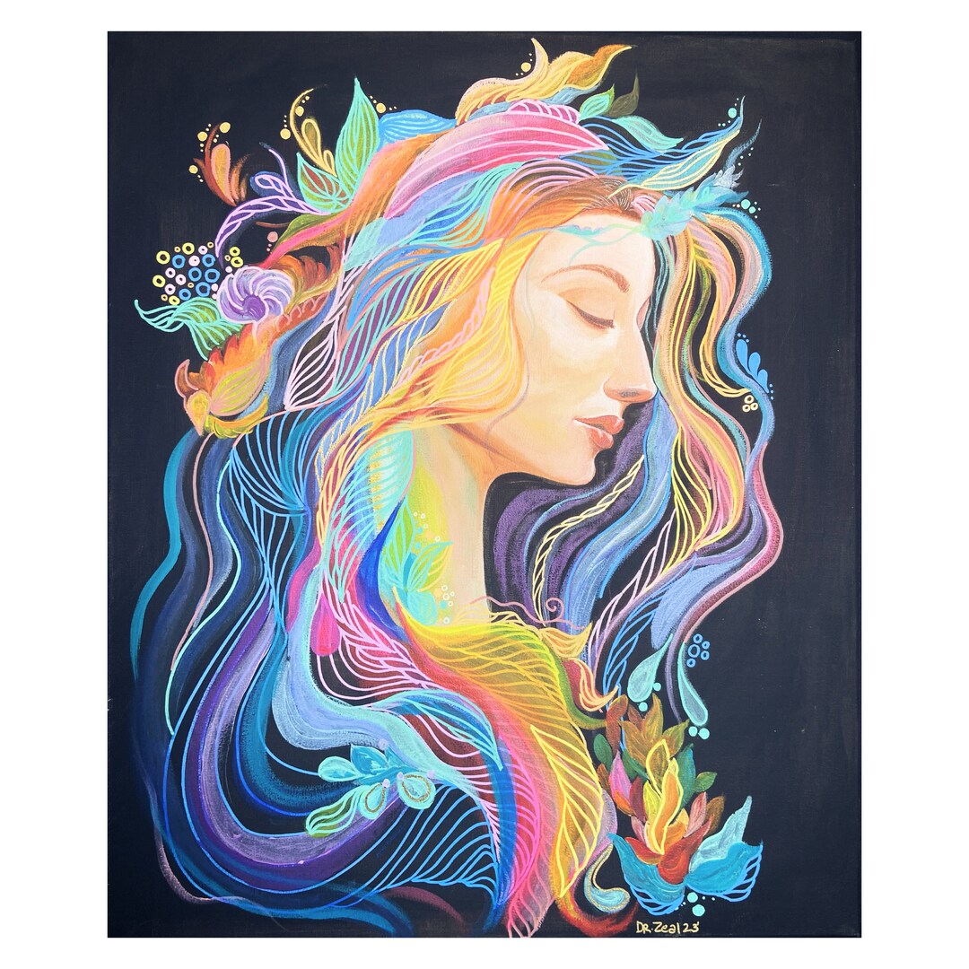 Original Handmade Luxurious Portrait Multicolour Painting - Etsy