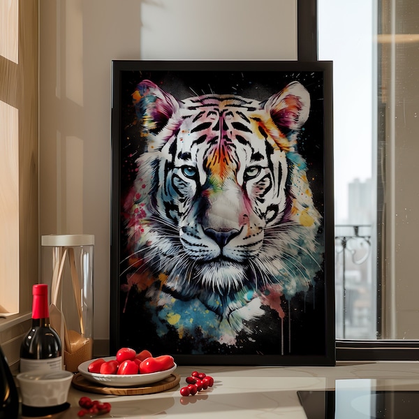 White Tiger Canvas Painting - Etsy
