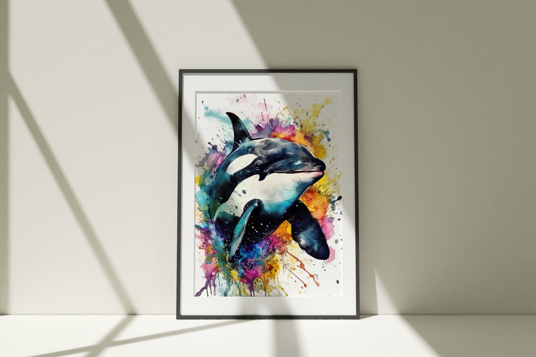 Orca Watercolor Clipart | Killer Whale Digital Download | Ocean Animal ...