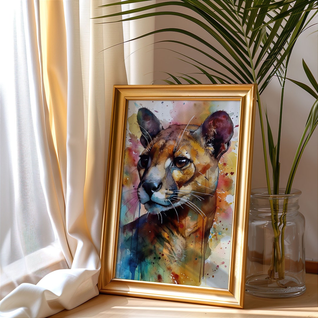 Fossa Painting Wall Art, Canvas Poster, Gift, Watercolor, Colorful ...