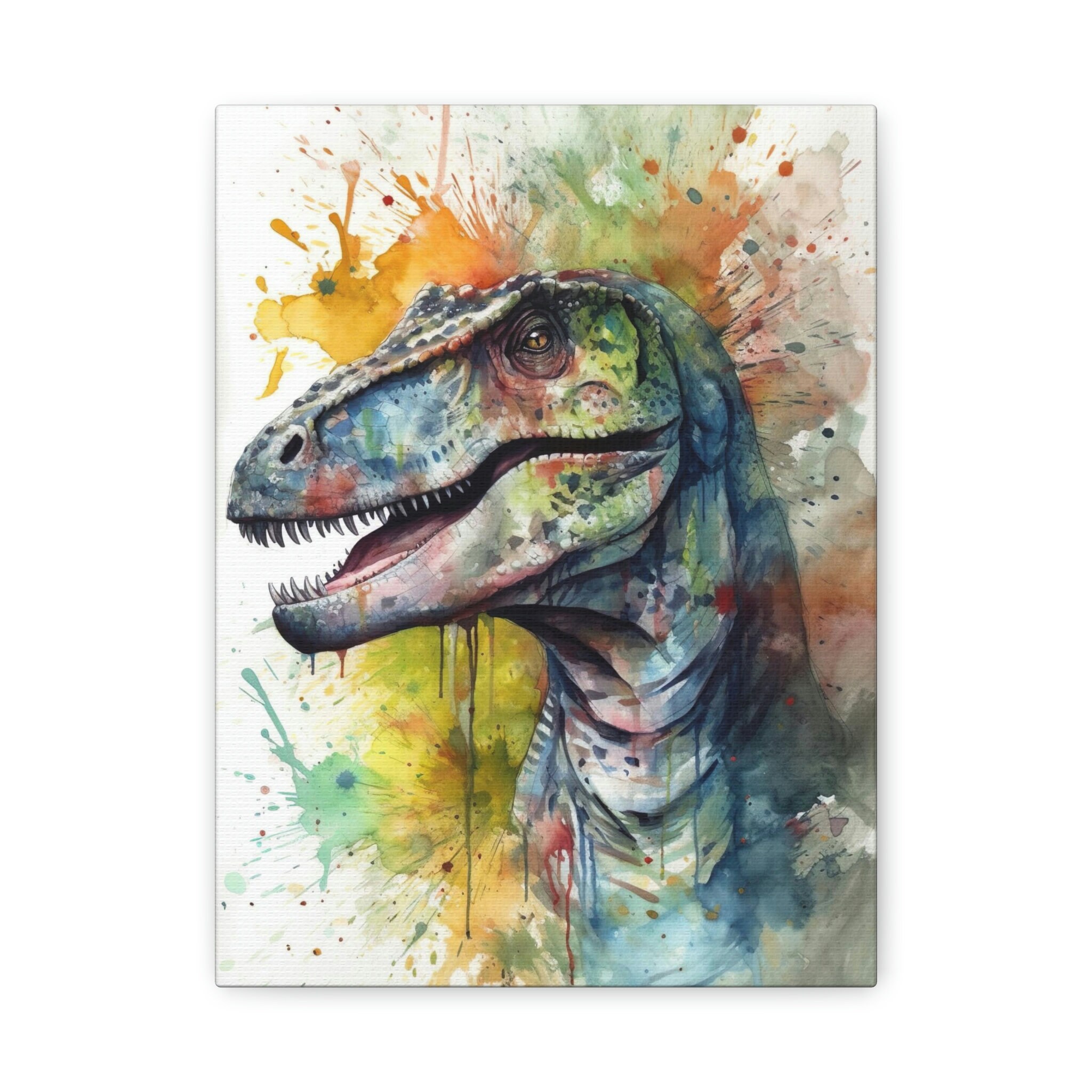 T Rex Painting Wall Art, Canvas Poster, Gift, Watercolor, Colorful ...