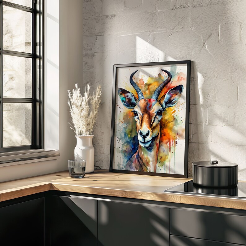 Kudu Painting Wall Art, Canvas Poster, Gift, Watercolor, Colorful ...
