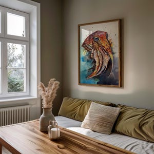 Cuttlefish Painting Wall Art, Canvas Poster, Gift, Watercolor, Colorful ...
