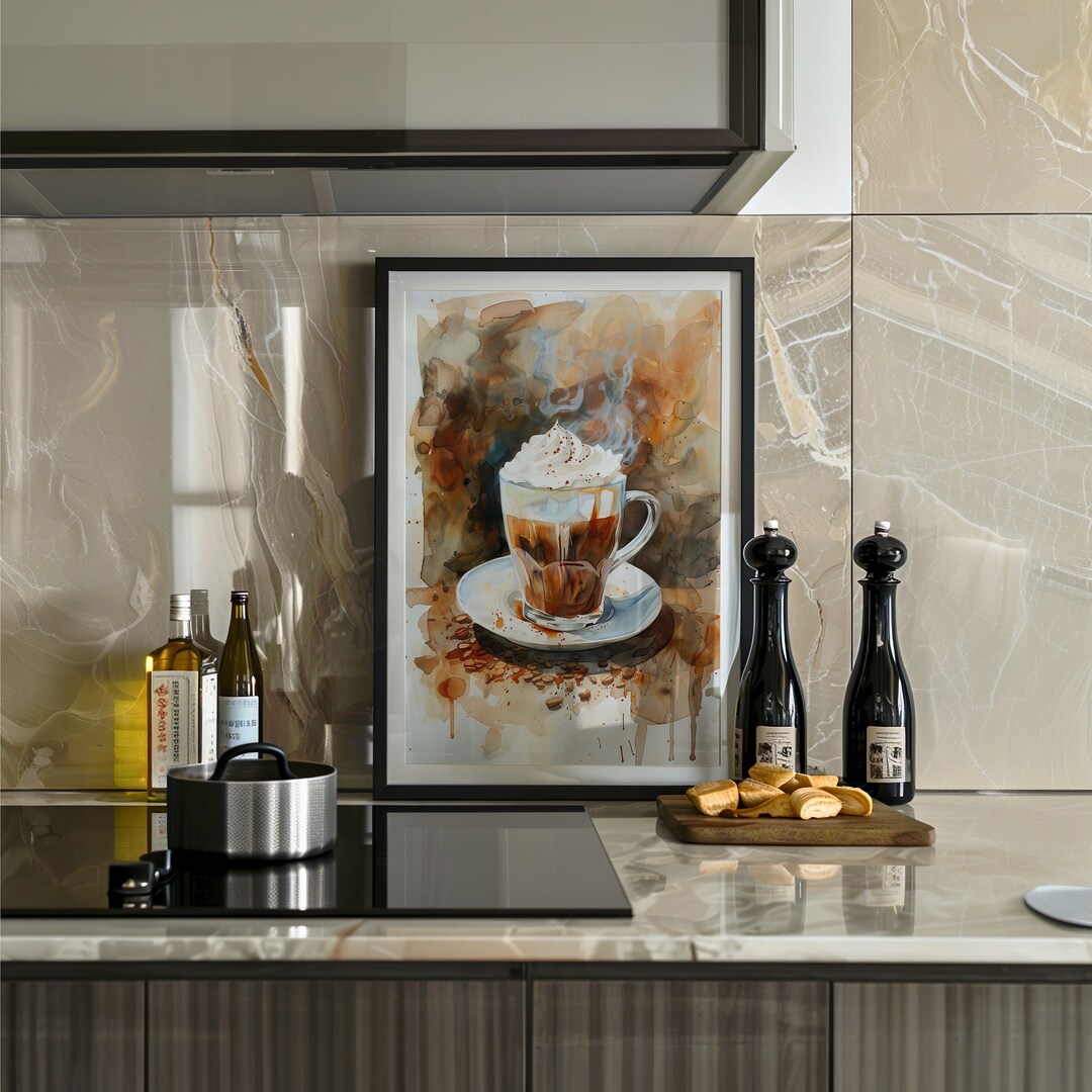 Watercolor Caramel Latte Painting, Wall Art, Canvas Poster, Colorful ...