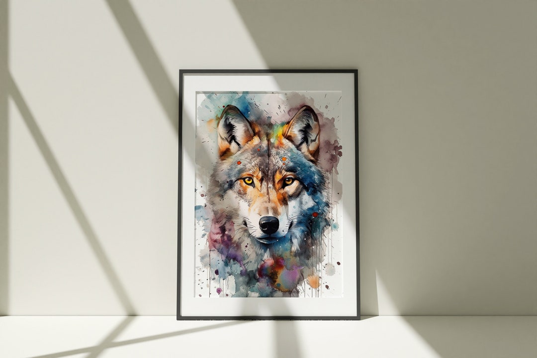 Gray Wolf Watercolor Art | Wild Canine Painting | Majestic Wolf Print ...