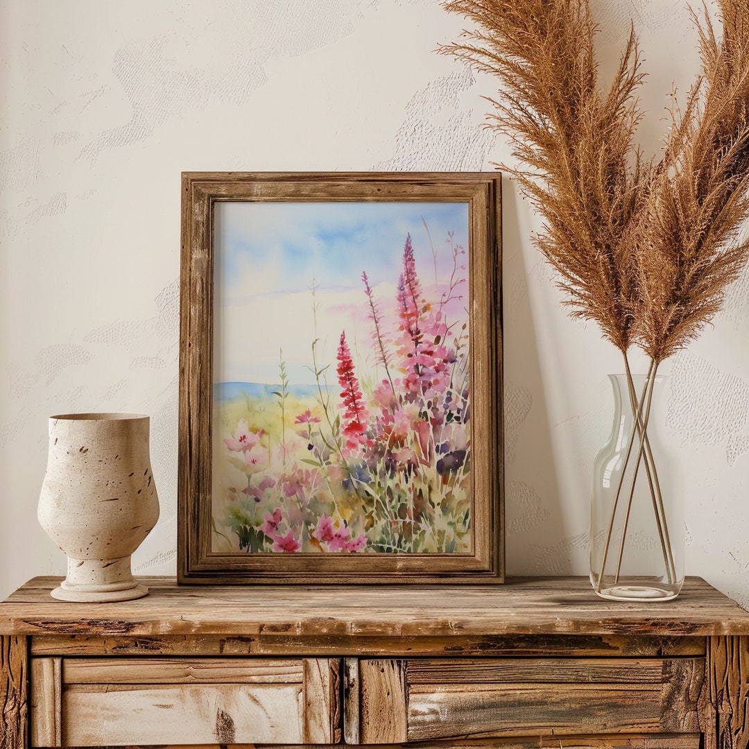 Wildflowers Wall Art Poster, Painting, Canvas Poster Gift, Watercolor ...