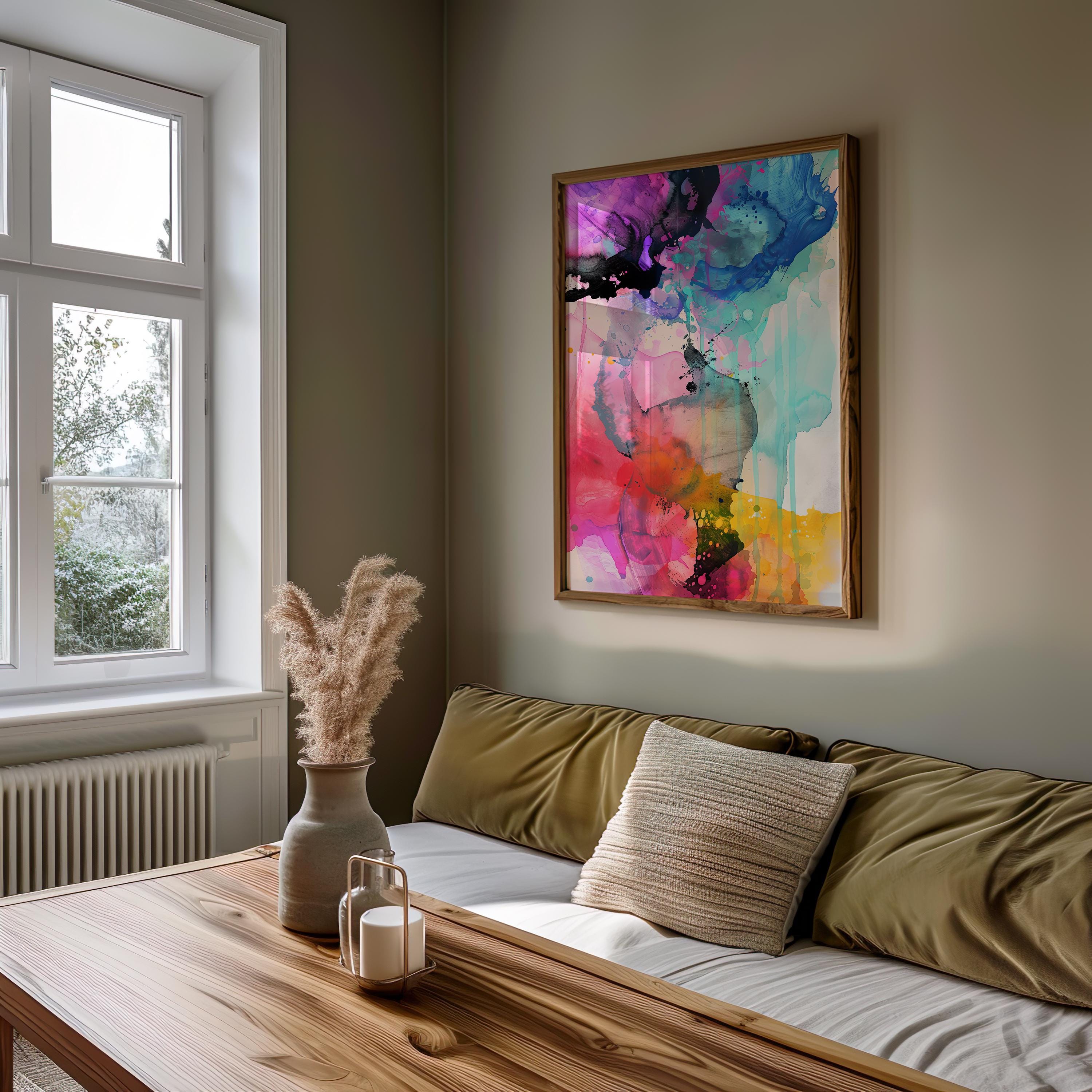 Watercolor Modern Neutral Abstract Gallery Wall Art, Colorful Tone ...