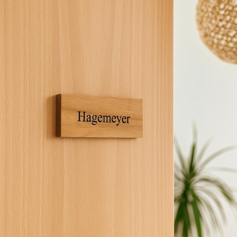 Personalized Oak Door Sign – Solid Oak Name Sign With Laser Engraving ...