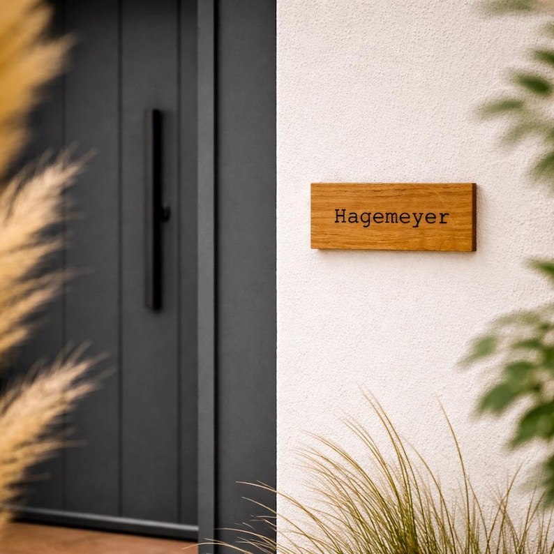 Personalized Oak Door Sign – Solid Oak Name Sign With Laser Engraving ...