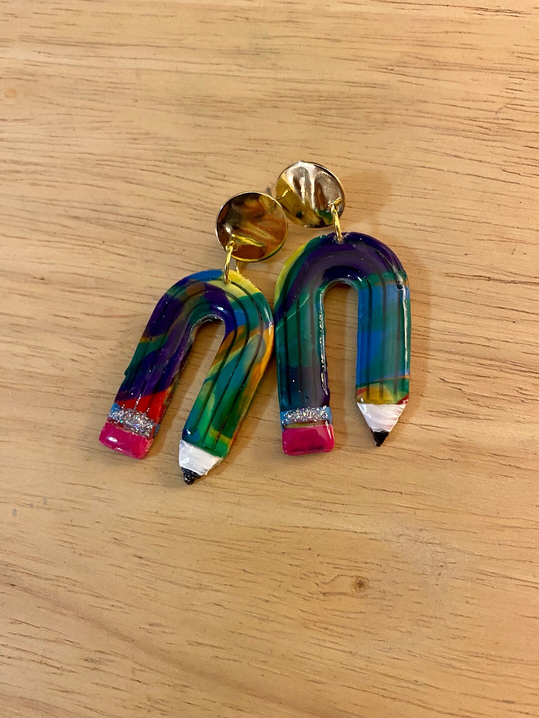 Colorful Arched Pencil Earring/teacher Earrings/back to School Earrings ...