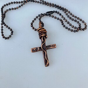 Rustic Handmade Hammered Antiqued Copper Cross Necklace - Etsy