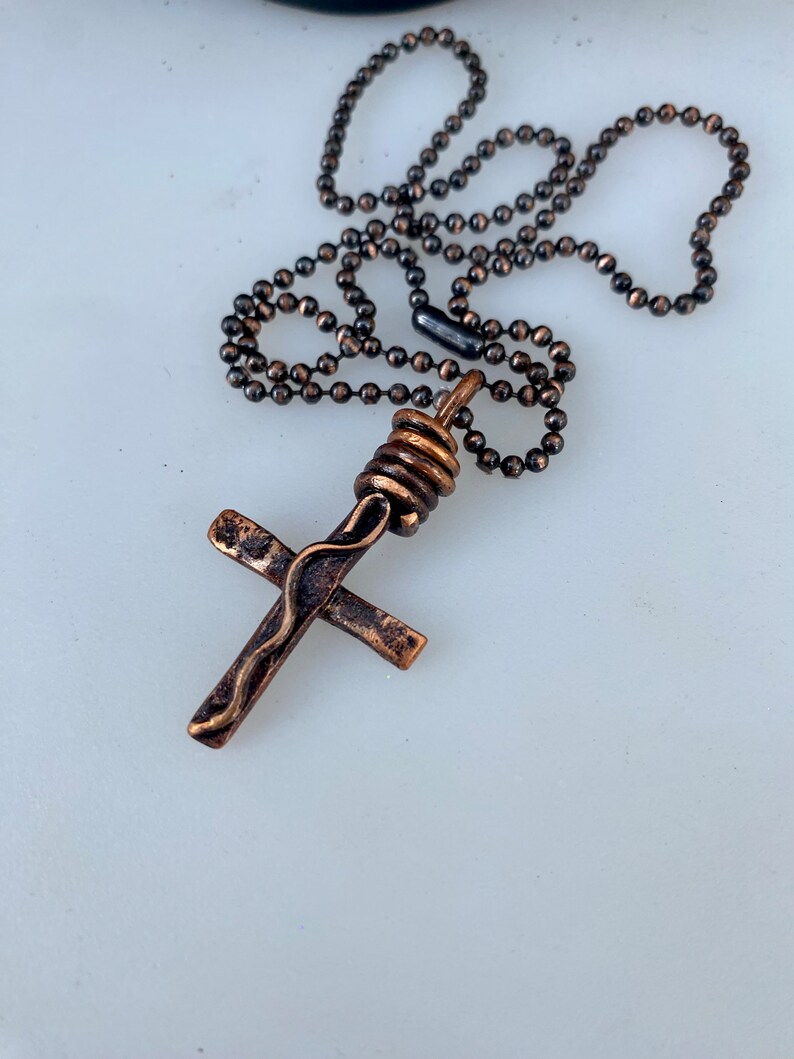 Rustic Handmade Hammered Antiqued Copper Cross Necklace - Etsy