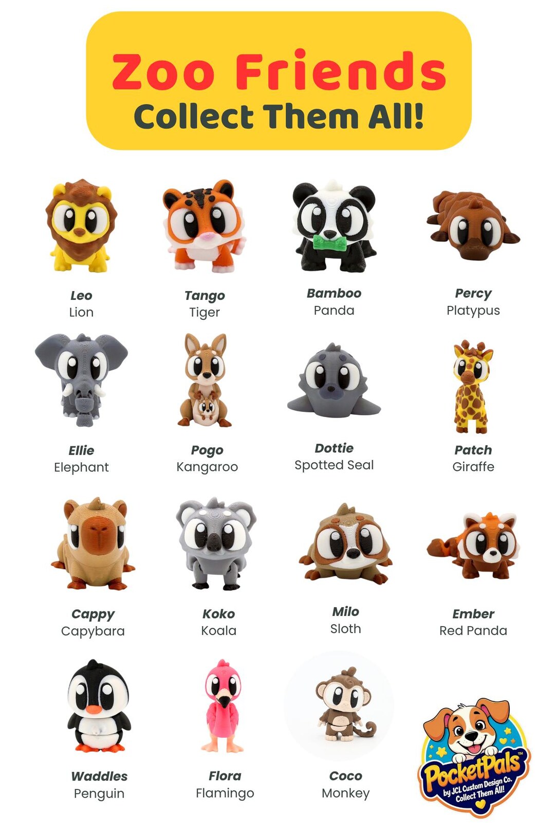 Pocketpals - Zoo Friends - Etsy