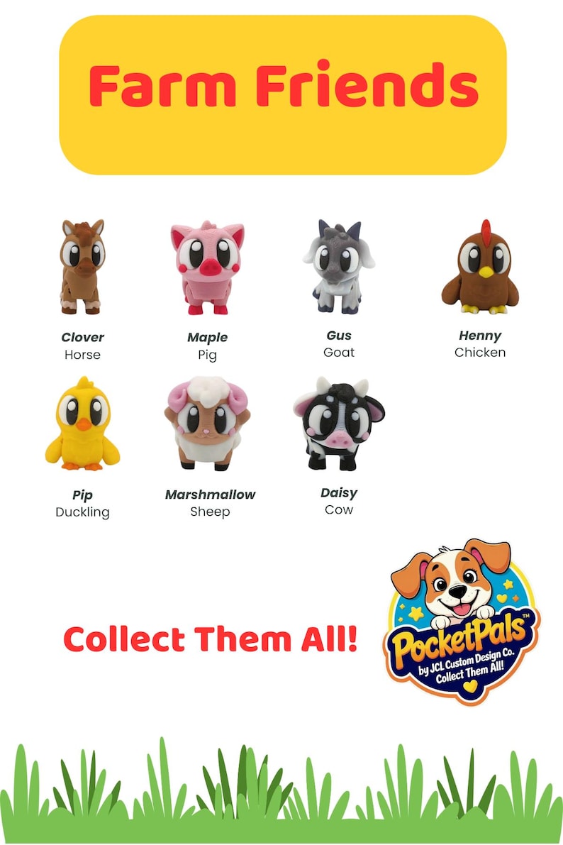 Pocketpals Farm Friends – 3D Printed Barn Animal Figures - Etsy